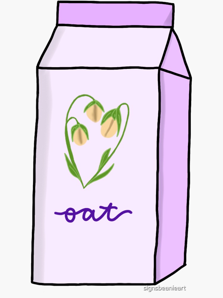 "Oat milk carton sticker" Sticker for Sale by signsbeanieart | Redbubble