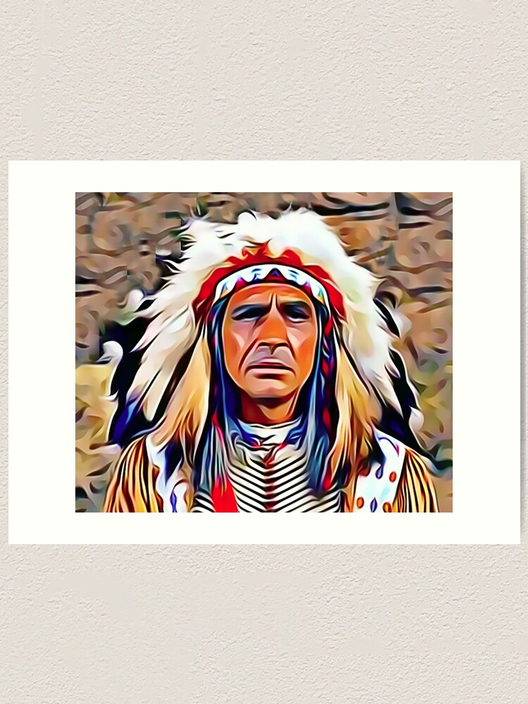 "Native American Indian Chief with War Bonnet" Art Print for Sale by ...