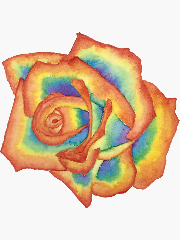 "Gay Pride Flag Watercolor Rose" Sticker for Sale by BriannaZumbro ...