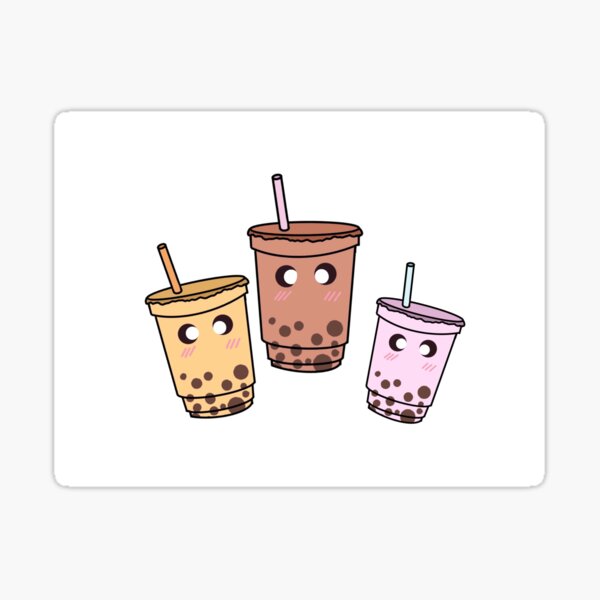 "cute set of 3 bubble tea " Sticker by Stickersbyjess4 | Redbubble