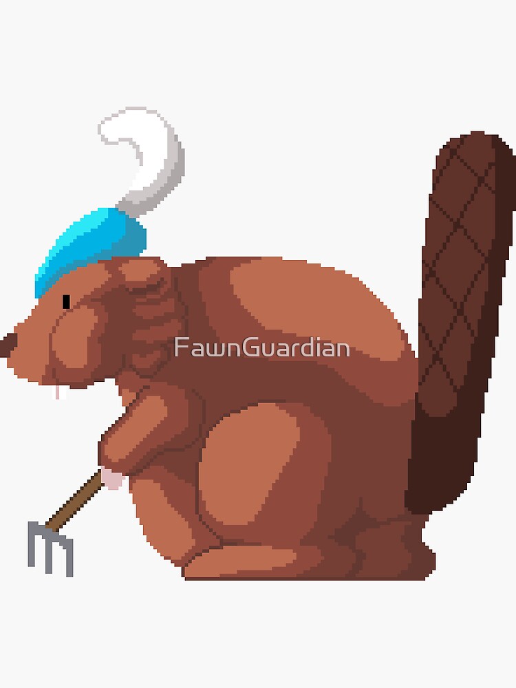 "Pixel Art Farming Beaver" Sticker by FawnGuardian | Redbubble