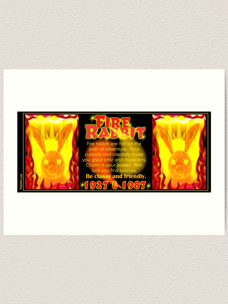 "1927 1987 Chinese zodiac born Fire rabbit by Valxart.com " Art Print ...