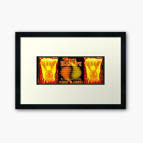 "1927 1987 Chinese zodiac born Fire rabbit by Valxart.com " Framed Art ...