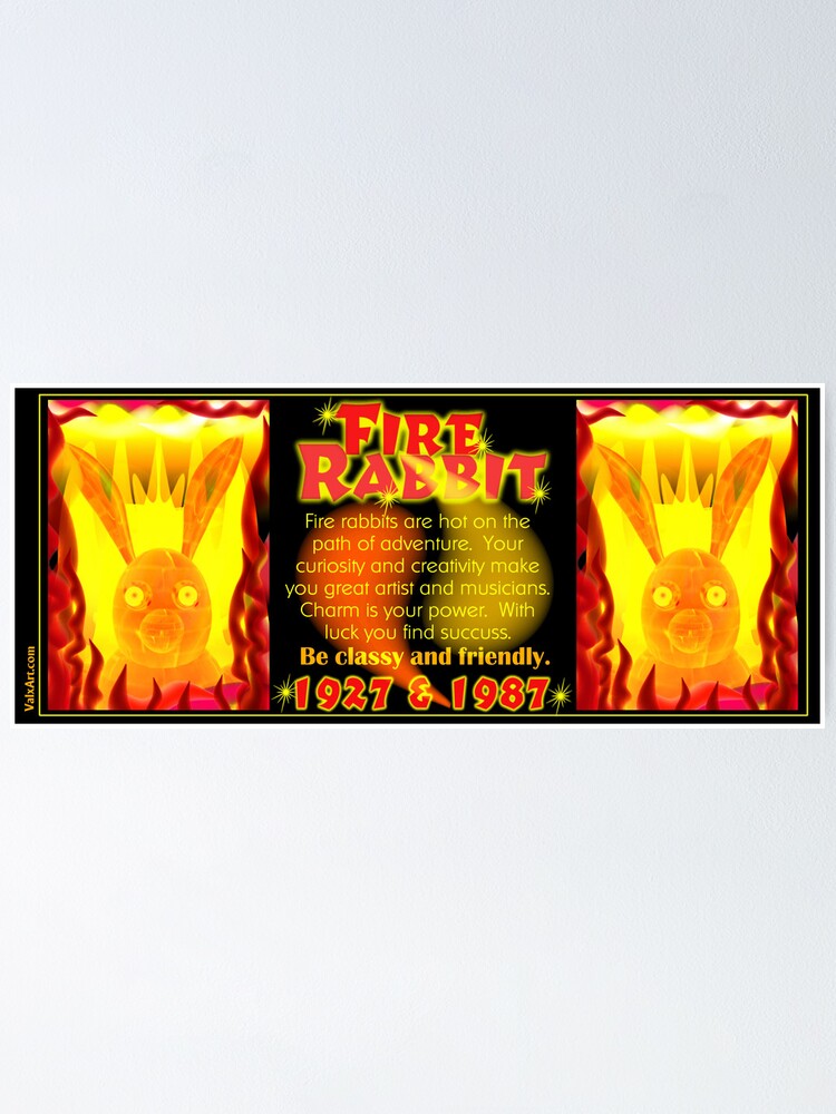 "1927 1987 Chinese zodiac born Fire rabbit by Valxart.com " Poster by ...