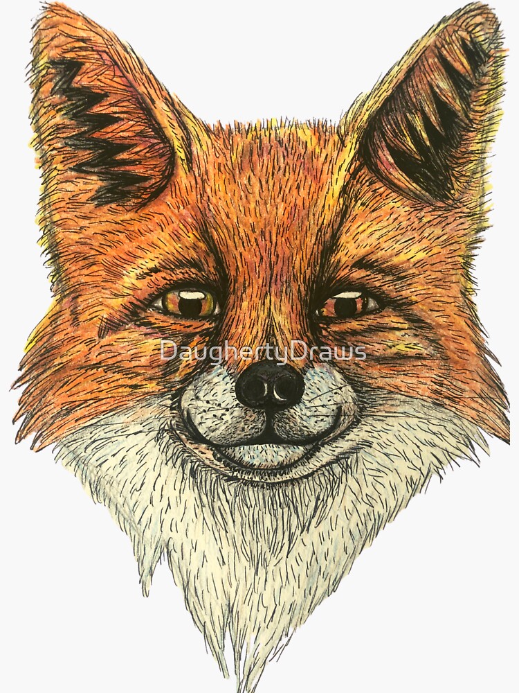 "Smiley Fox" Sticker by DaughertyDraws | Redbubble