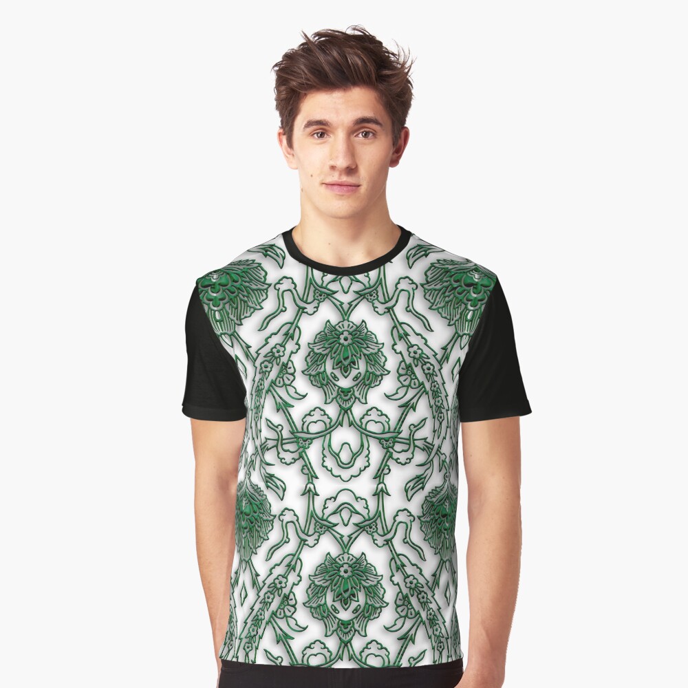 "Jade Green Jewel Tone Damask Pattern" T-shirt by Jennifersjoys | Redbubble