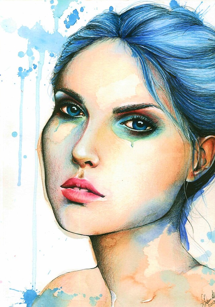 "Watercolor and Ink portrait "Mara"" by LeahSandberg | Redbubble