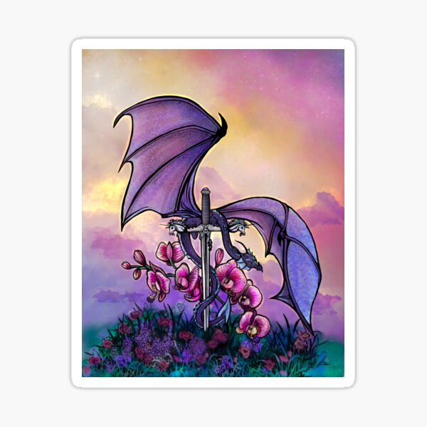 "Sunset Orchid Dragon" Sticker for Sale by Knyghtshade | Redbubble