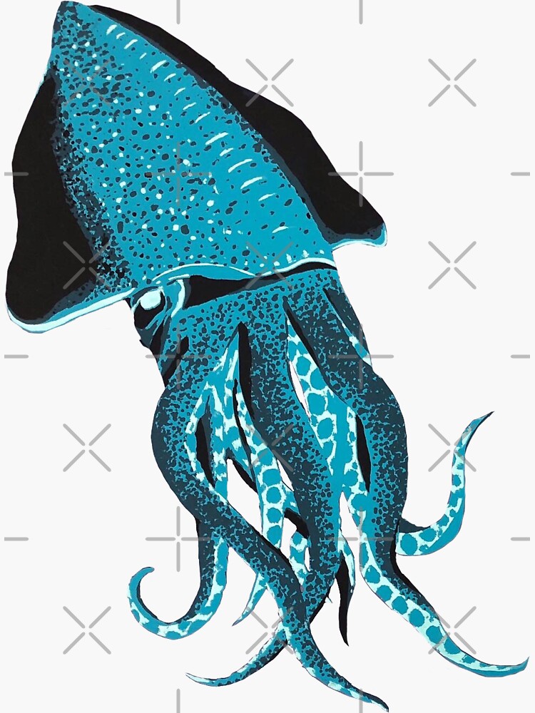 "Blue Squid" Sticker for Sale by sharksmanship | Redbubble