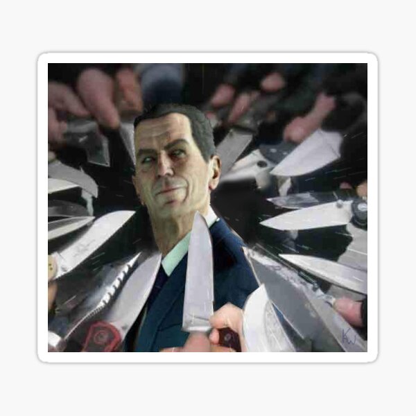 "Knife Cat G-Man" Sticker by rubyshade | Redbubble