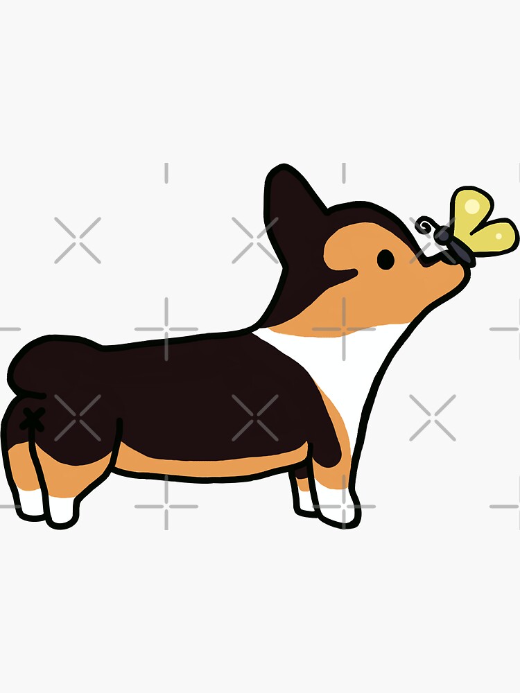 "Tri color corgi friend" Sticker for Sale by PuffballCreates | Redbubble