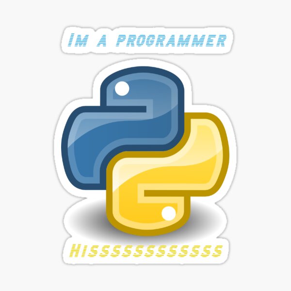 "Python logo programmer hissss funny " Sticker by Superb-Designs ...