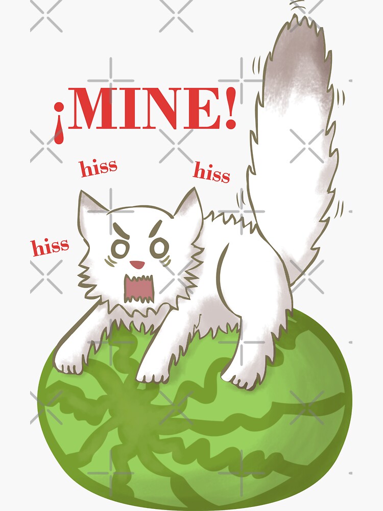 "Watermelon angry cat" Sticker by FioriParty | Redbubble