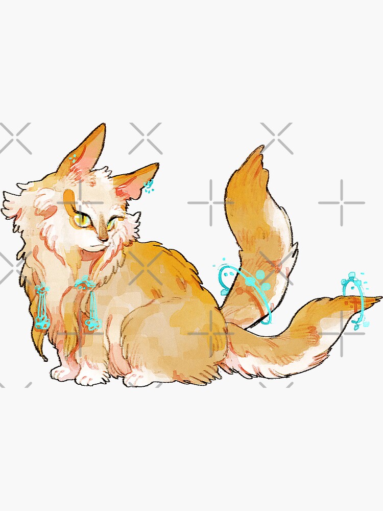 "Two Tails Cat" Sticker by KumaKino | Redbubble