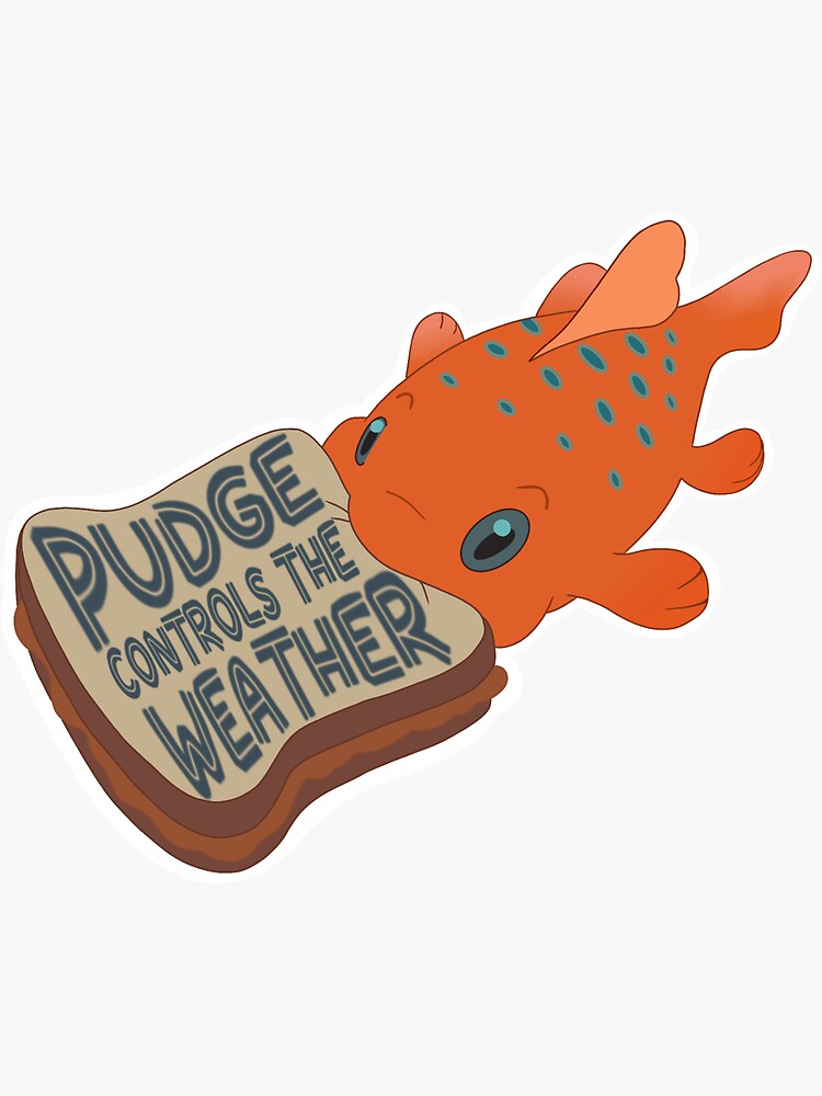 "Pudge the Fish with writing " Sticker for Sale by art-a-la-lo | Redbubble