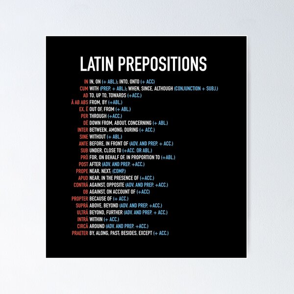 "Latin Prepositions List" Poster for Sale by HiddenVerb | Redbubble