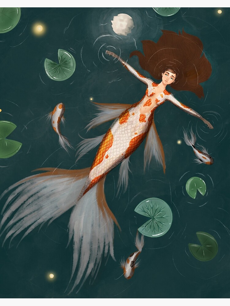 "GinRin Kohaku -Koi Mermaid" Art Board Print for Sale by prismwizard ...