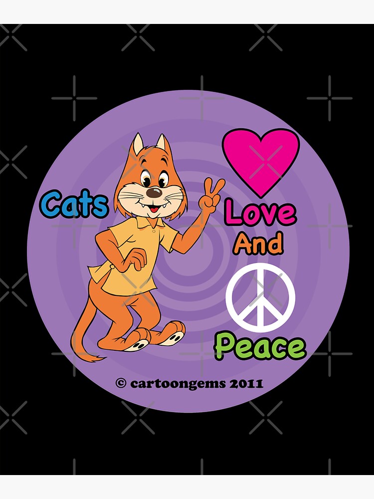 "Cats Love And Peace" Sticker for Sale by CartoonGems | Redbubble