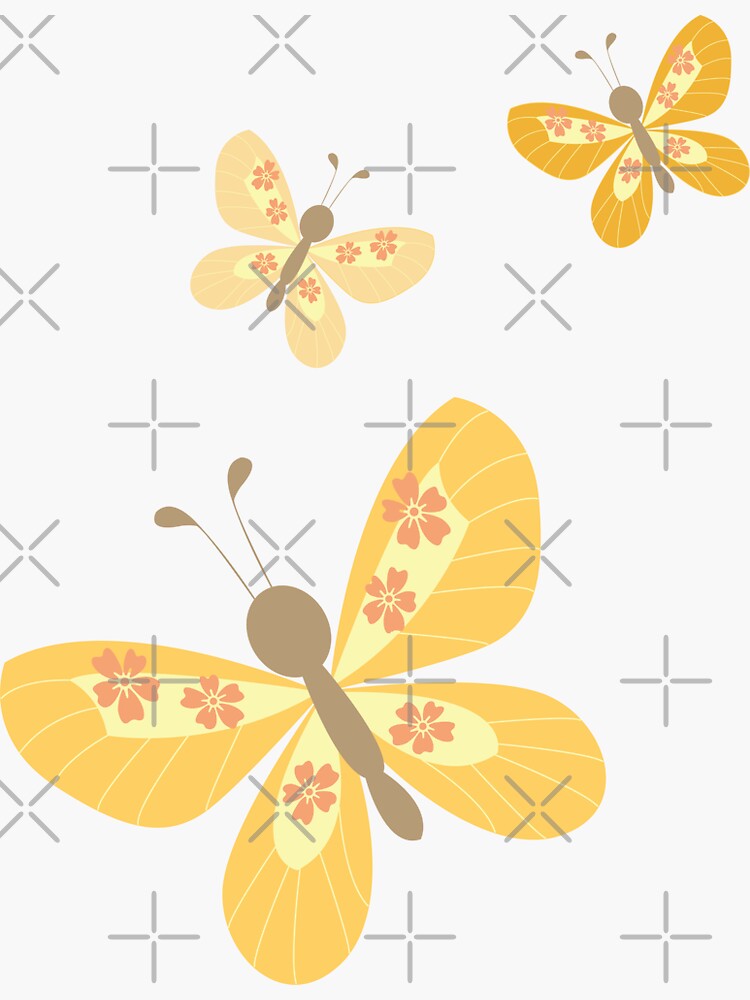 "Yellow Butterfly Sticker" Sticker by sasumiworld | Redbubble