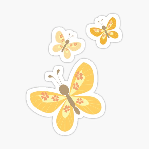 "Yellow Butterfly Sticker" Sticker by sasumiworld | Redbubble