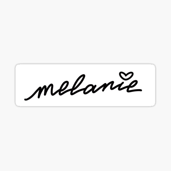 "MELANIE - cursive " Sticker by raean-ne | Redbubble