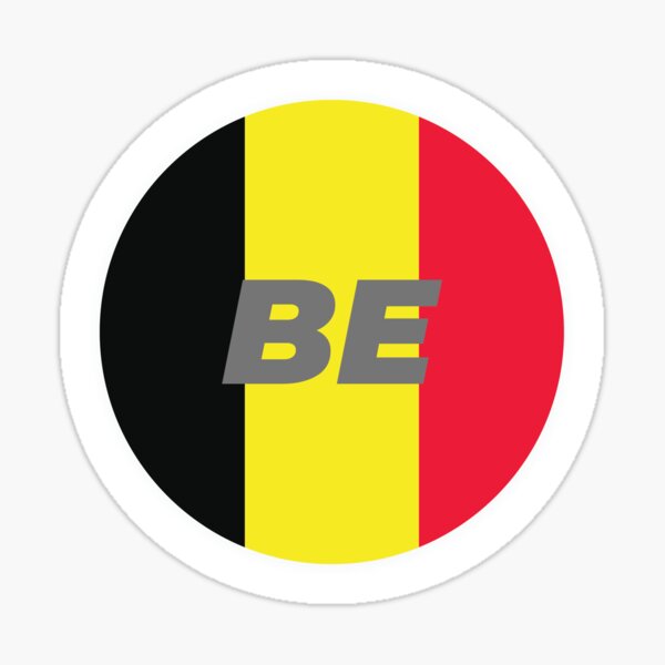 "Belgium | Round Flag With Country Code" Sticker by CarlosAlberto ...