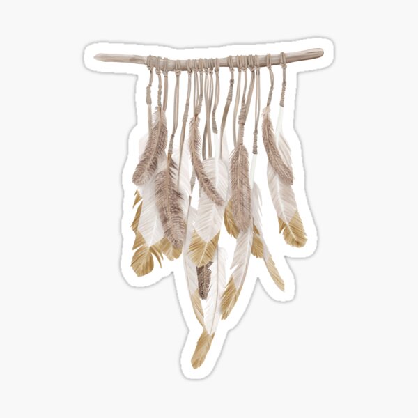 "Boho Macrame Feather Wooden Wall Hanging" Sticker by NiftyTrinket ...