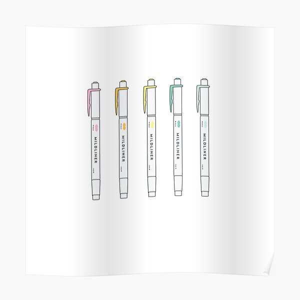 "Fluorescent Mildliner Sticker Pack" Poster for Sale by nymphart ...