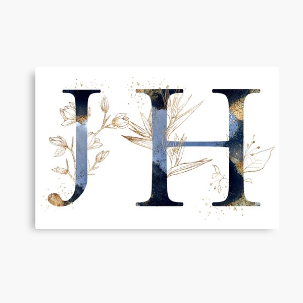 "Floral Initials JH, Monogrammed" Canvas Print for Sale by PinkLotusArt ...