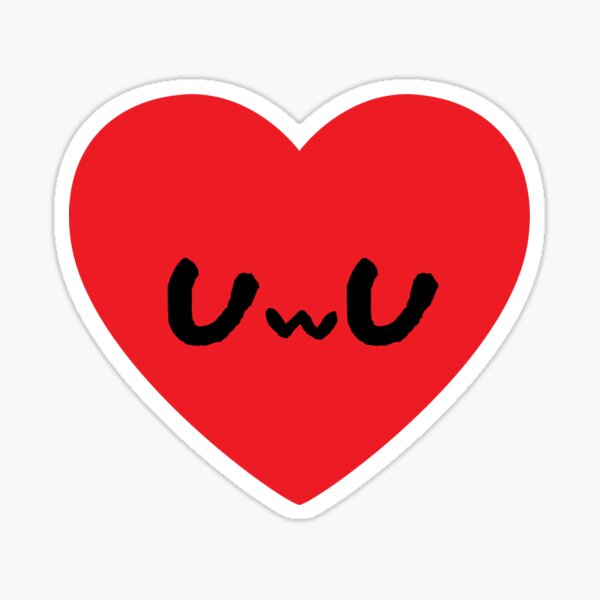 "UwU Heart anime kawaii art, apparel and accessories | white" Sticker ...