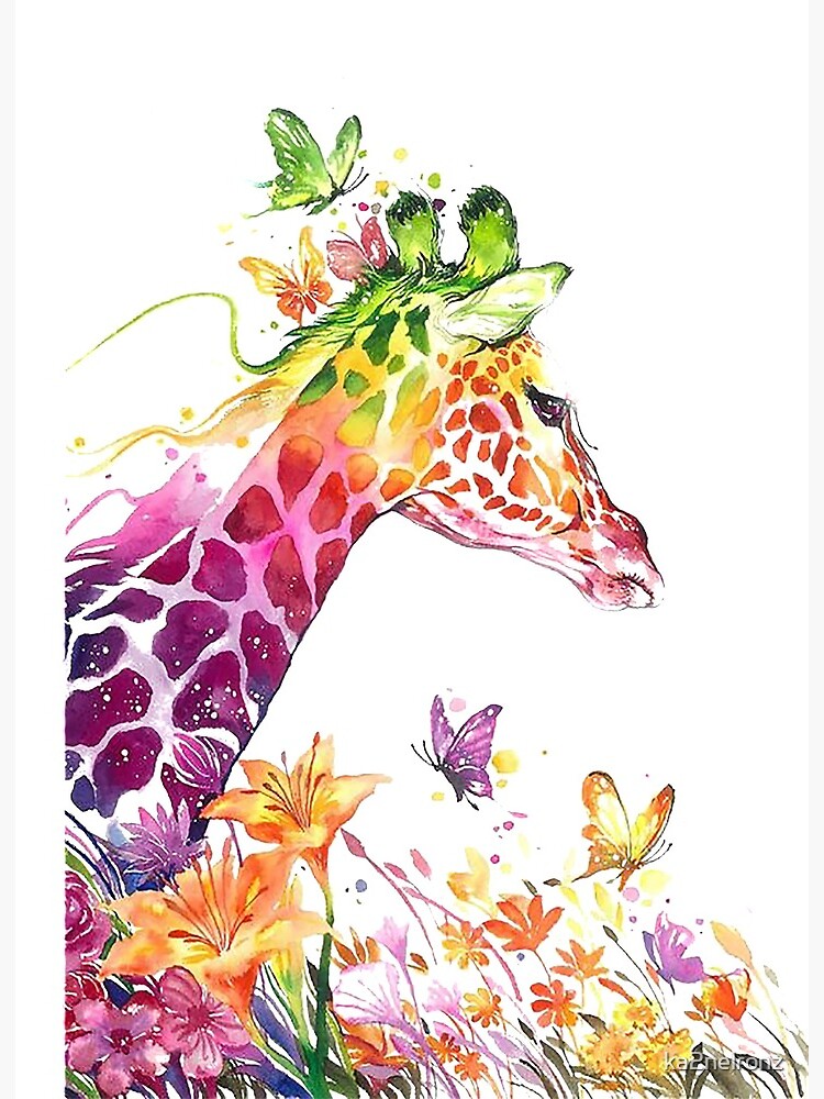 Art & Collectibles Watercolor Painting Colorful Giraffe watercolor etna ...