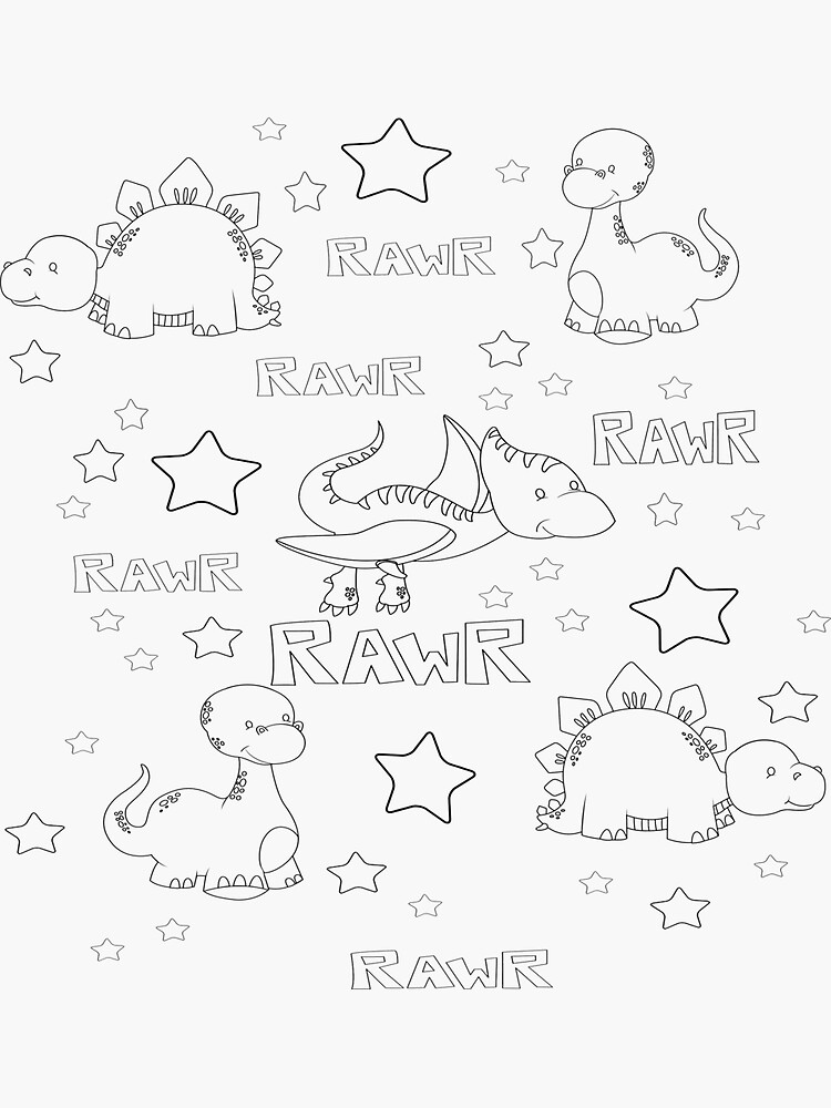 "Kids Color Me Dinosaur" Sticker for Sale by OliviaAndAva | Redbubble