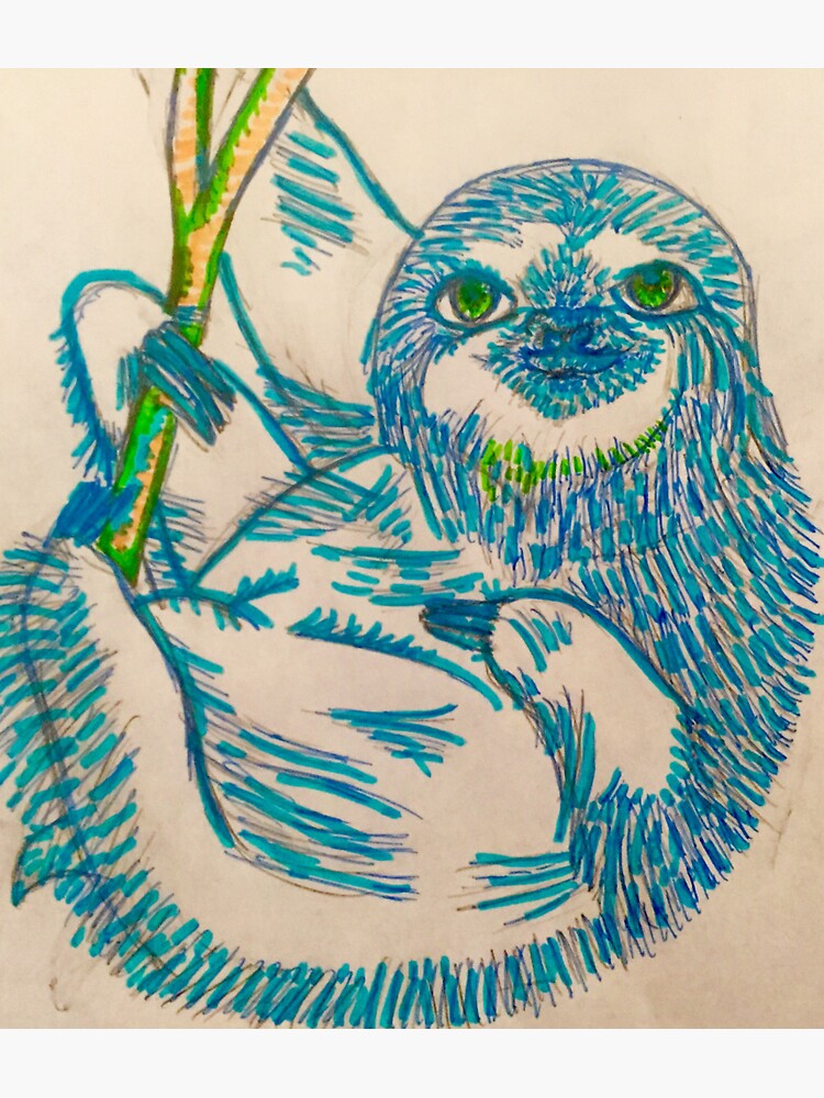 "Blue sloth " Sticker by w3048938 | Redbubble