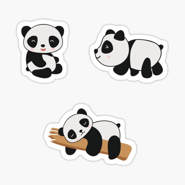 "Cute Panda Illustration for kids and toddlers set of 3 #5" Sticker for ...