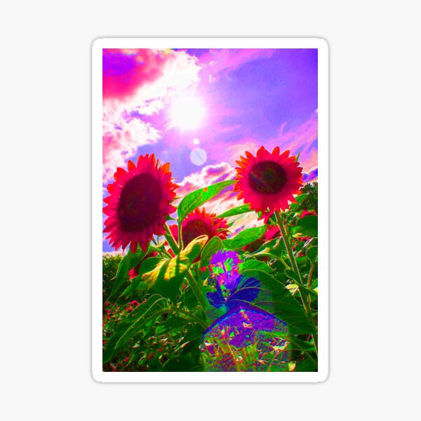 "Trippy Sunflowers" Sticker by Ed-Designs-Art | Redbubble