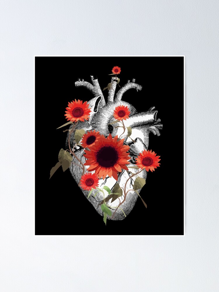 "Blood Spring Heart flower, heart red blood sunflowers,vintage ...