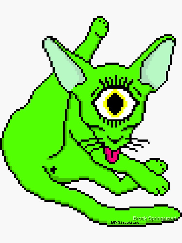 "Pixel Cyclops Cat - Brock Springstead" Sticker for Sale by springstead ...