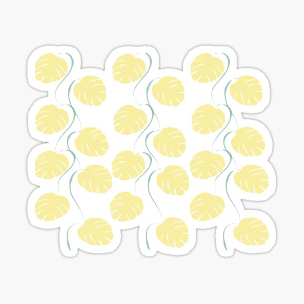 "Tropical leaf yellow and white" Sticker by Estelle-Designs | Redbubble