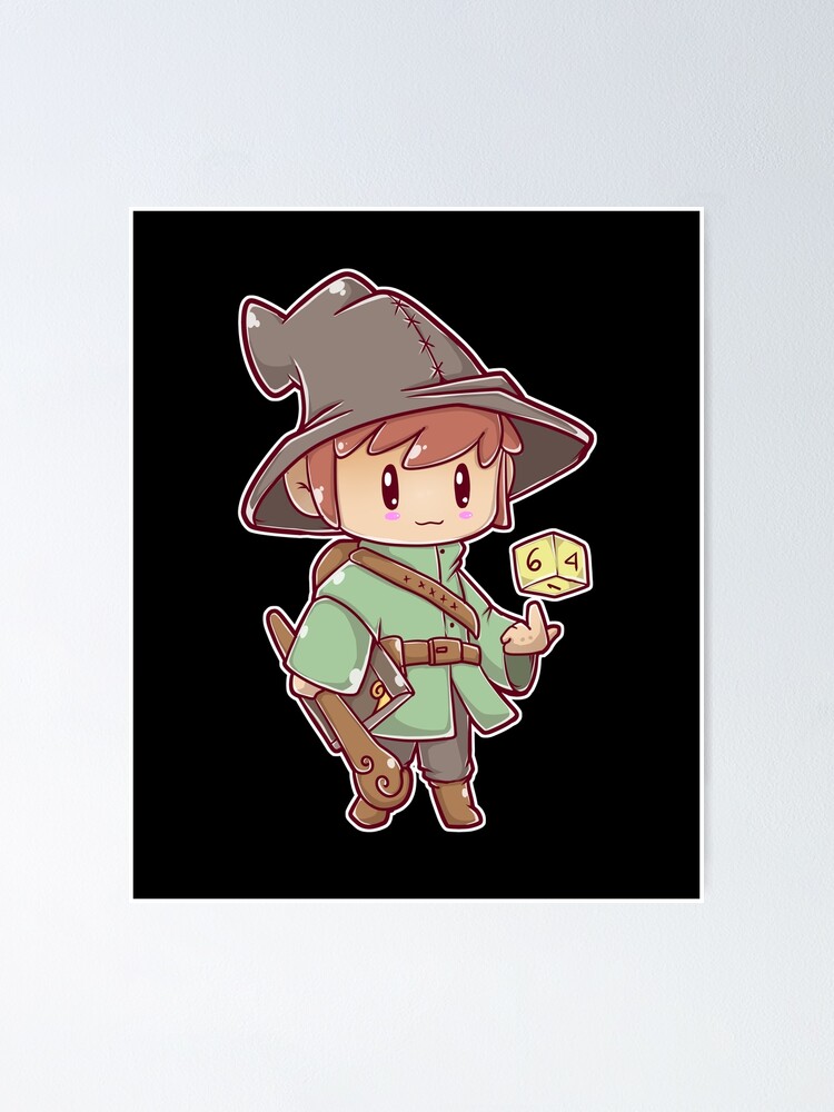 "Chibi Wizard With Hit Dice" Poster by Mimic-Gaming-Co | Redbubble