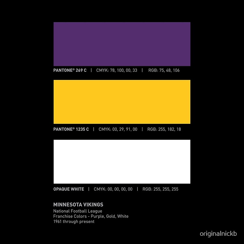 "MInnesota Vikings Pantone Colors" by originalnickb | Redbubble