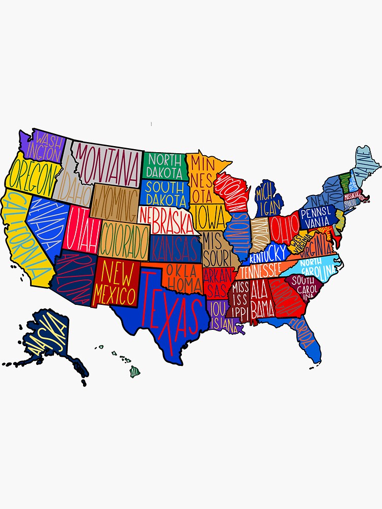 "USA Map Sticker" Sticker for Sale by margaretpalmer | Redbubble