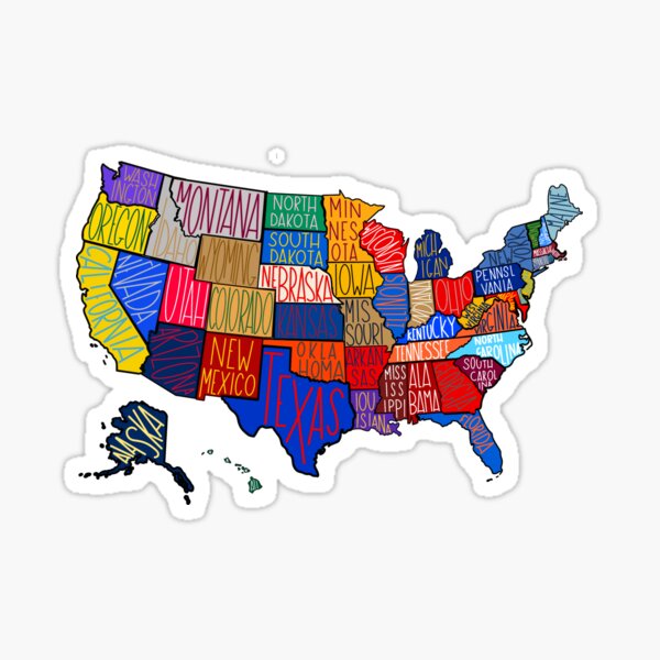 "USA Map Sticker" Sticker for Sale by margaretpalmer | Redbubble