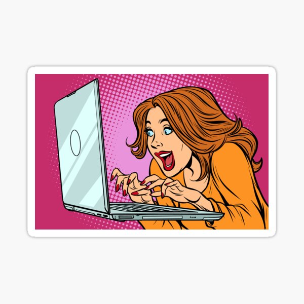 "Lady With Laptop: pop art style" Sticker for Sale by MaayanCo | Redbubble