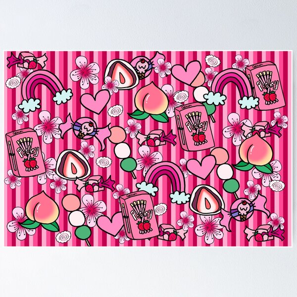 "Harajuku Style Pop Art - Pink Spring Japanese Food Pattern" Poster for ...