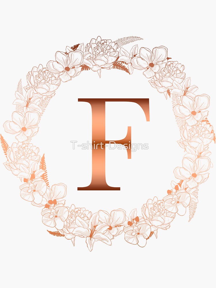 "Letter F Rose Gold Initial Wedding " Sticker for Sale by T-shirt ...