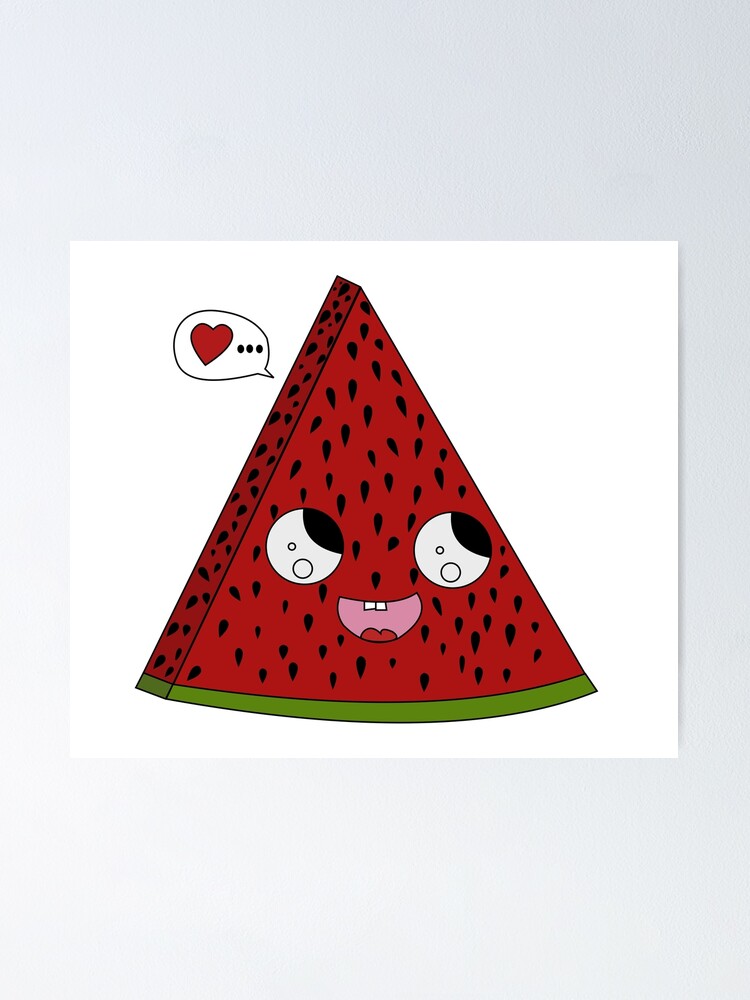 "Happy watermelon slice face" Poster for Sale by Ninjancil-NJ | Redbubble