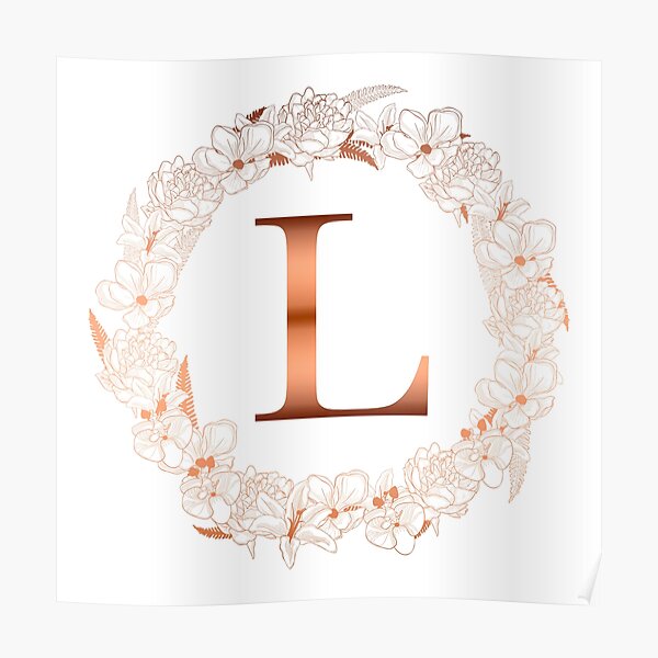 "Letter L Rose Gold Initial Wedding " Poster for Sale by T-shirt ...