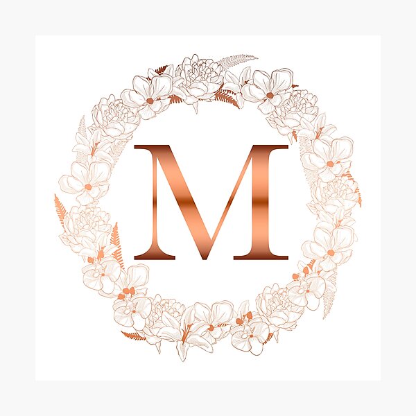"Letter M Rose Gold Initial Wedding " Photographic Print for Sale by T ...