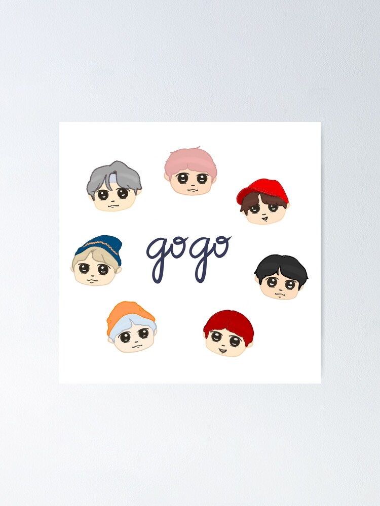 "BTS GOGO CHIBI HEAD " Poster by lovemesometimes | Redbubble