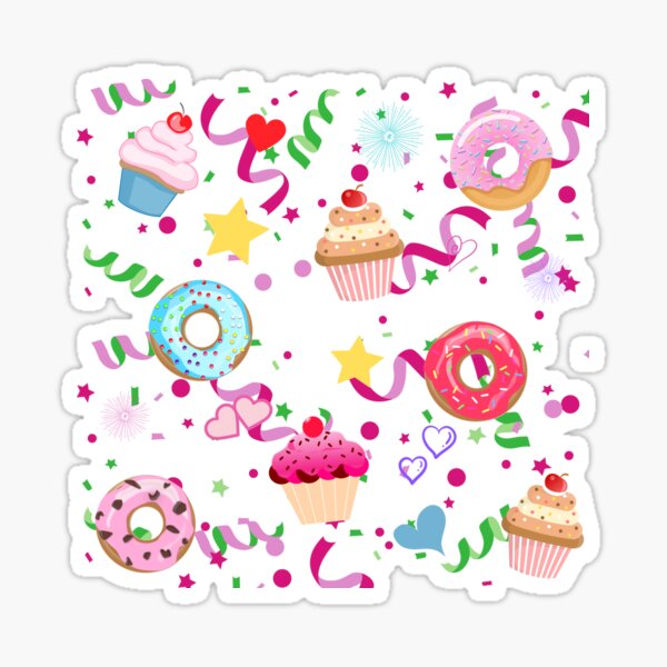 "Funny Cupcakes Donuts Bakery Party Design" Sticker for Sale by ...